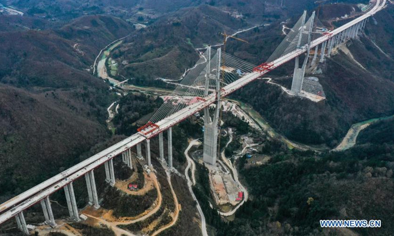 Yunwu Bridge of Duyun-Anshun expressway under construction - Global Times