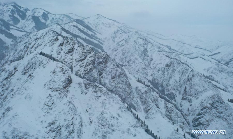 View of snow-covered Cheshi Ancient Trail in Xinjiang - Global Times