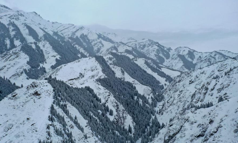 View of snow-covered Cheshi Ancient Trail in Xinjiang - Global Times