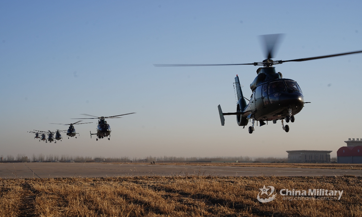 PAP service members manipulate attack helicopters in flight mission ...