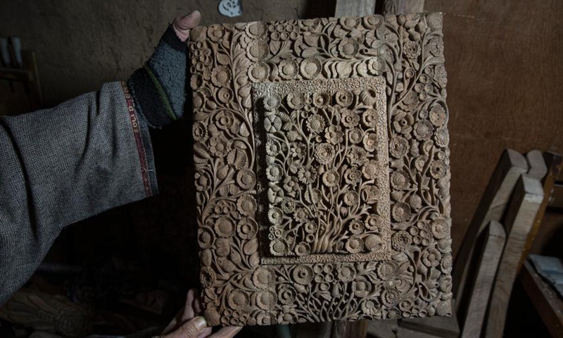 Wood carving work displayed at workshop in summer capital of Indian ...
