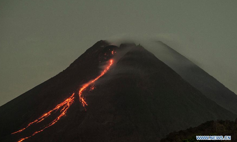 Mount Merapi spews volcanic materials near Kaliurang, Indonesia - Global Times