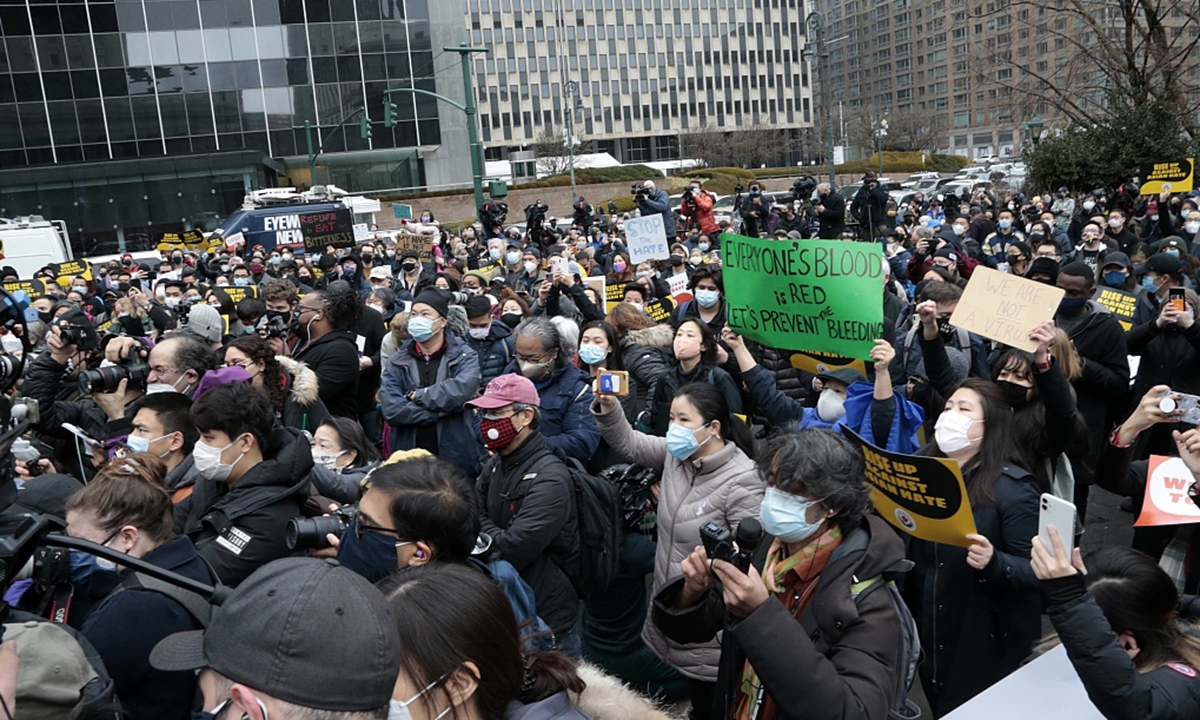 Hundreds in New York rally against anti-Asian hate - Global Times