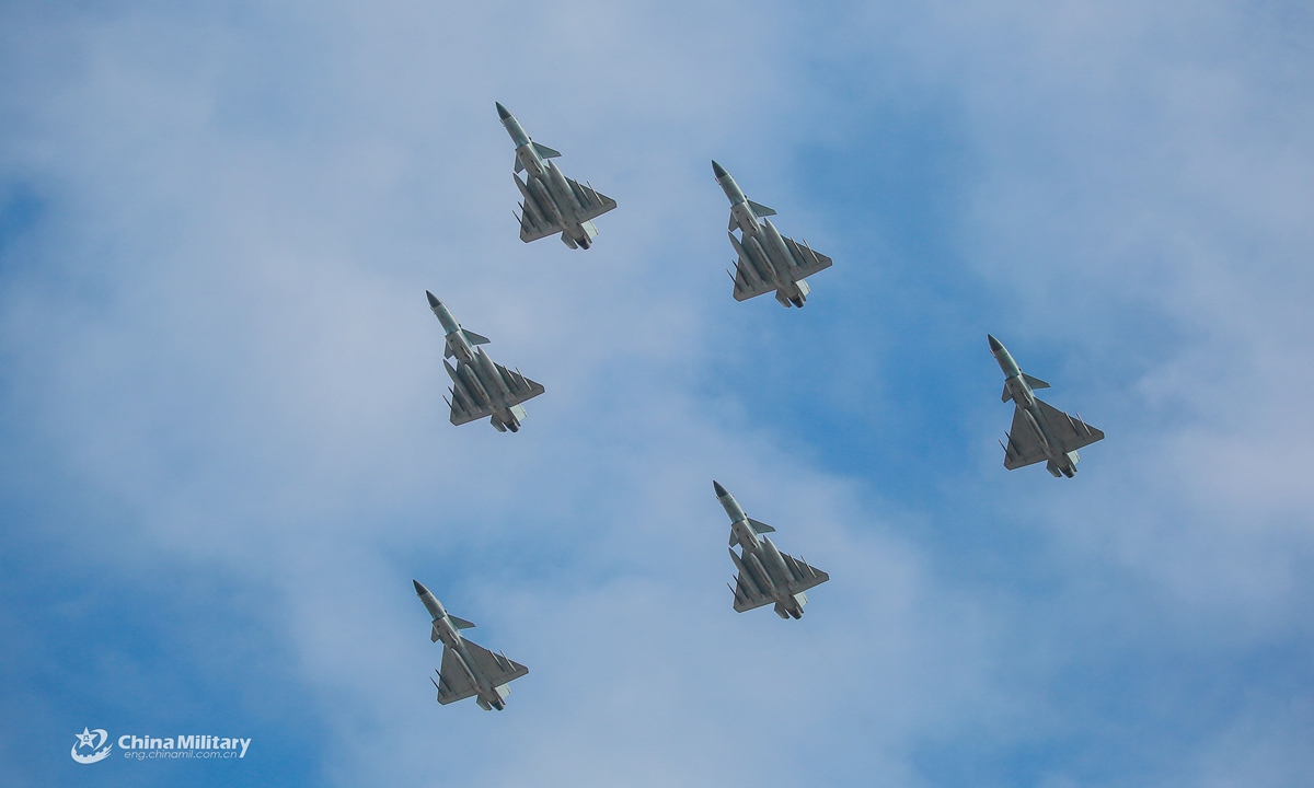 Fighter jets soar in sky - Global Times