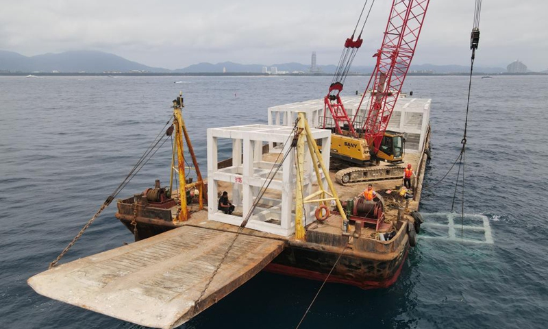 Artificial reefs placed to improve marine ecology in S China's Sanya ...