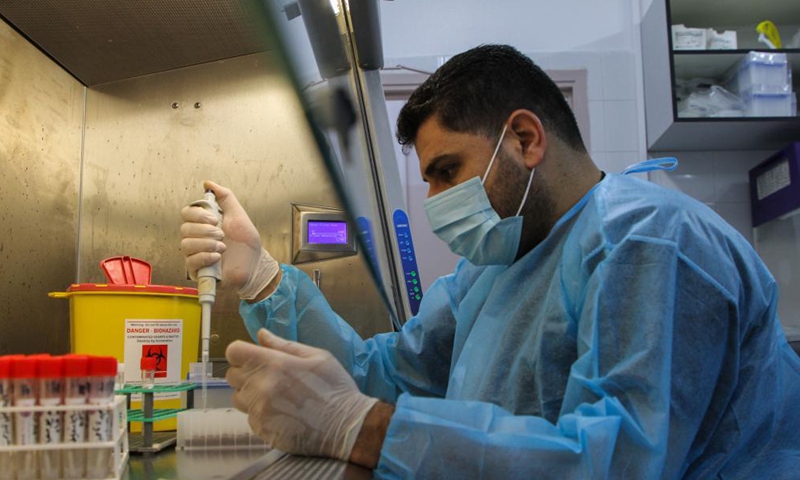 Medical workers conduct COVID-19 testing in Gaza City - Global Times