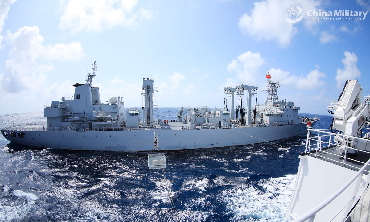 Navy vessels perform underway replenishment - Global Times