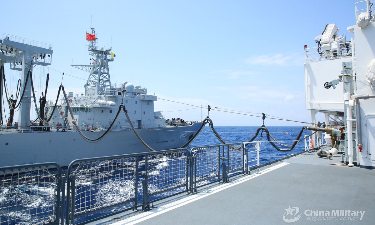 Navy vessels perform underway replenishment - Global Times