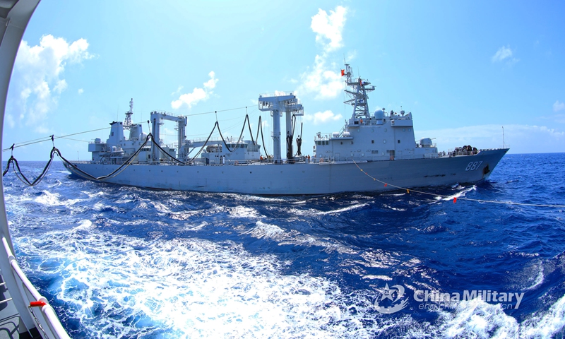 Navy vessels perform replenishment-at-sea training - Global Times