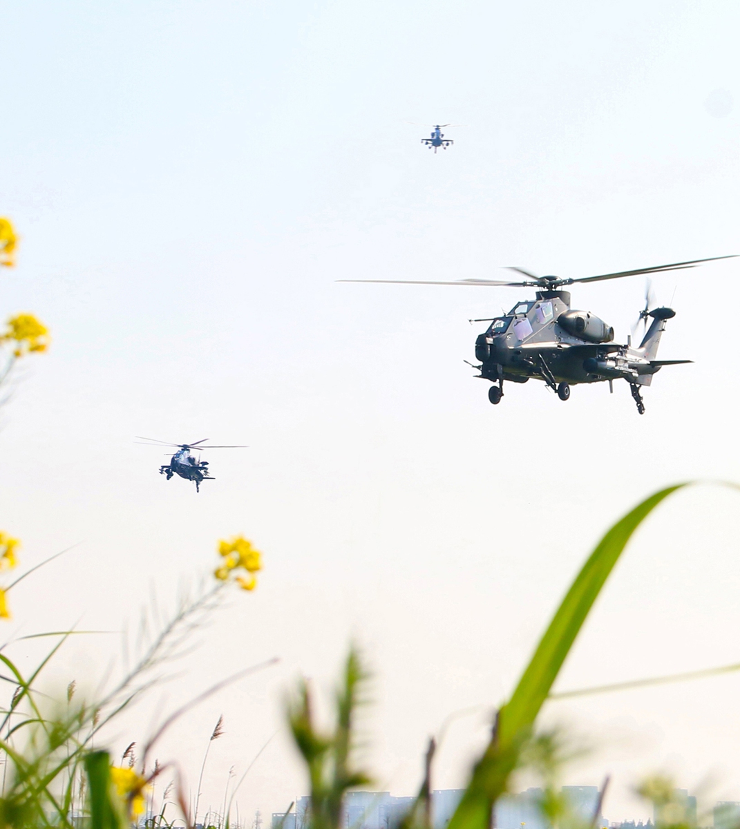 Army aviation helicopters take off in formation - Global Times