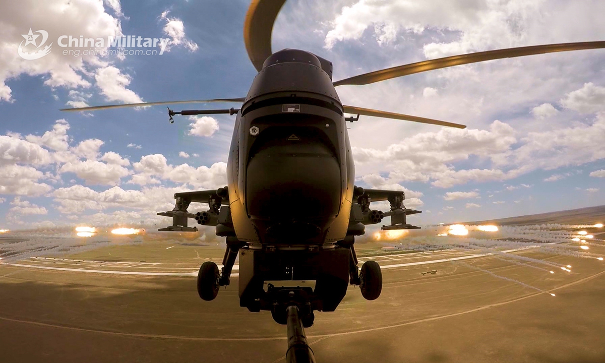 Attack helicopters leave for live-fire flight task - Global Times