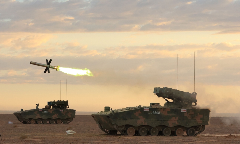 Armored vehicles fire in Gobi desert - Global Times