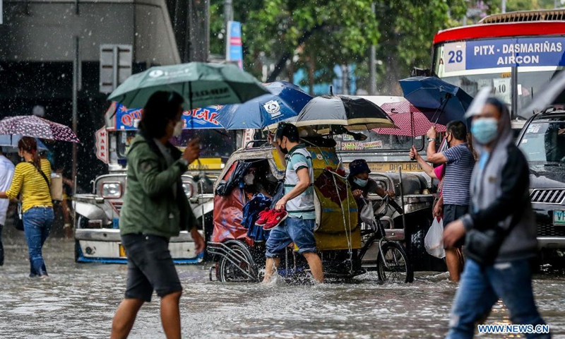 Heavy rainfall hits Manila, the Philippines - Global Times