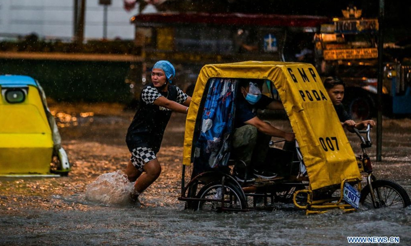 Heavy rainfall hits Manila, the Philippines - Global Times