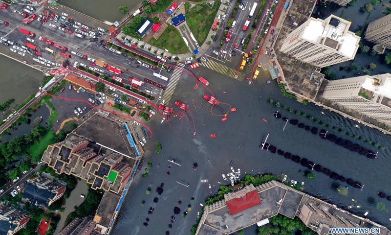 Rescue and drainage work in progress in Weihui City, Henan - Global Times