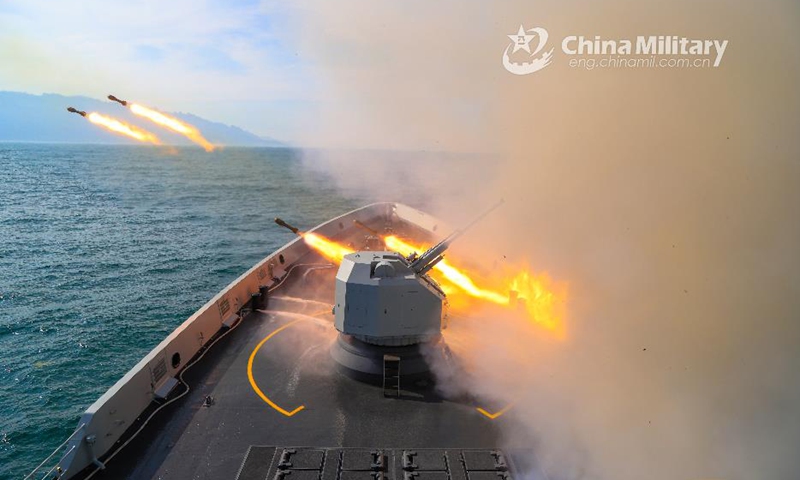 Frigate Anqing fires rocket-propelled depth charges in maritime ...