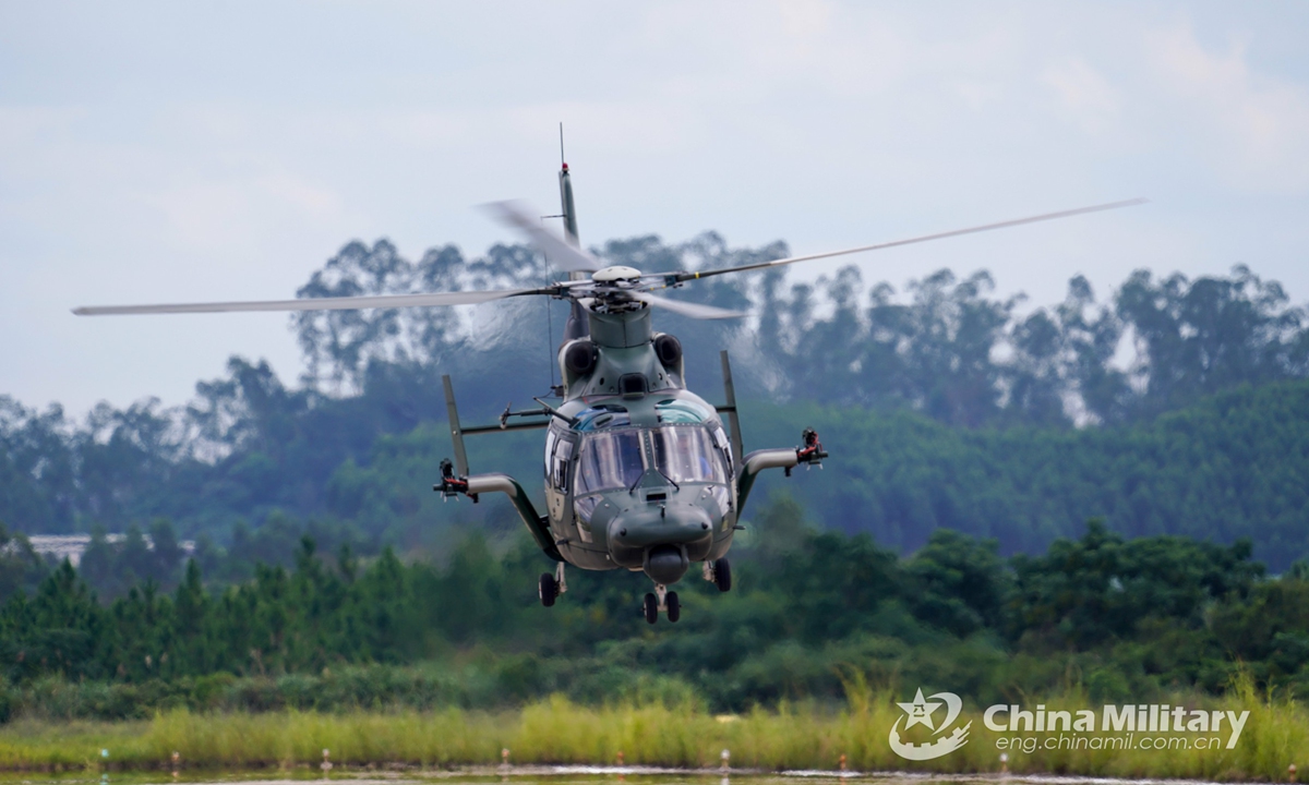 Helicopters fly in formation during training exercise - Global Times