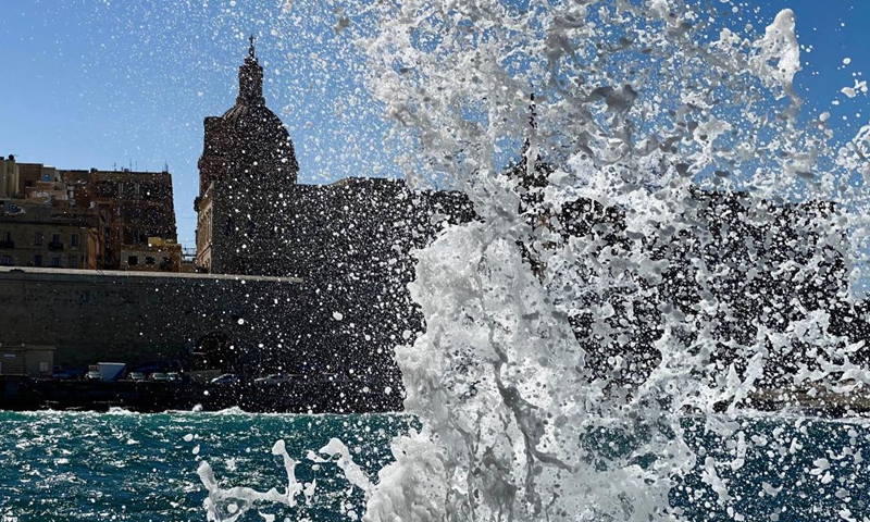 View of high wave along coast of Valletta, Malta - Global Times