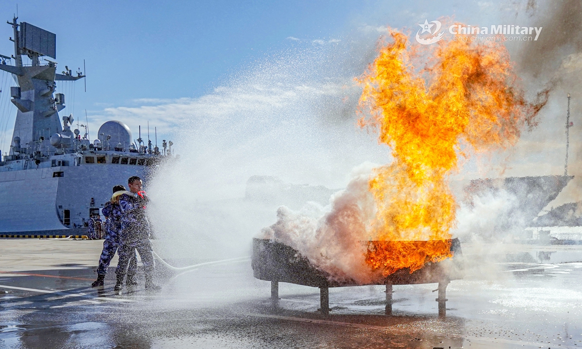 Damage control drill conducted during integrated training exercise ...
