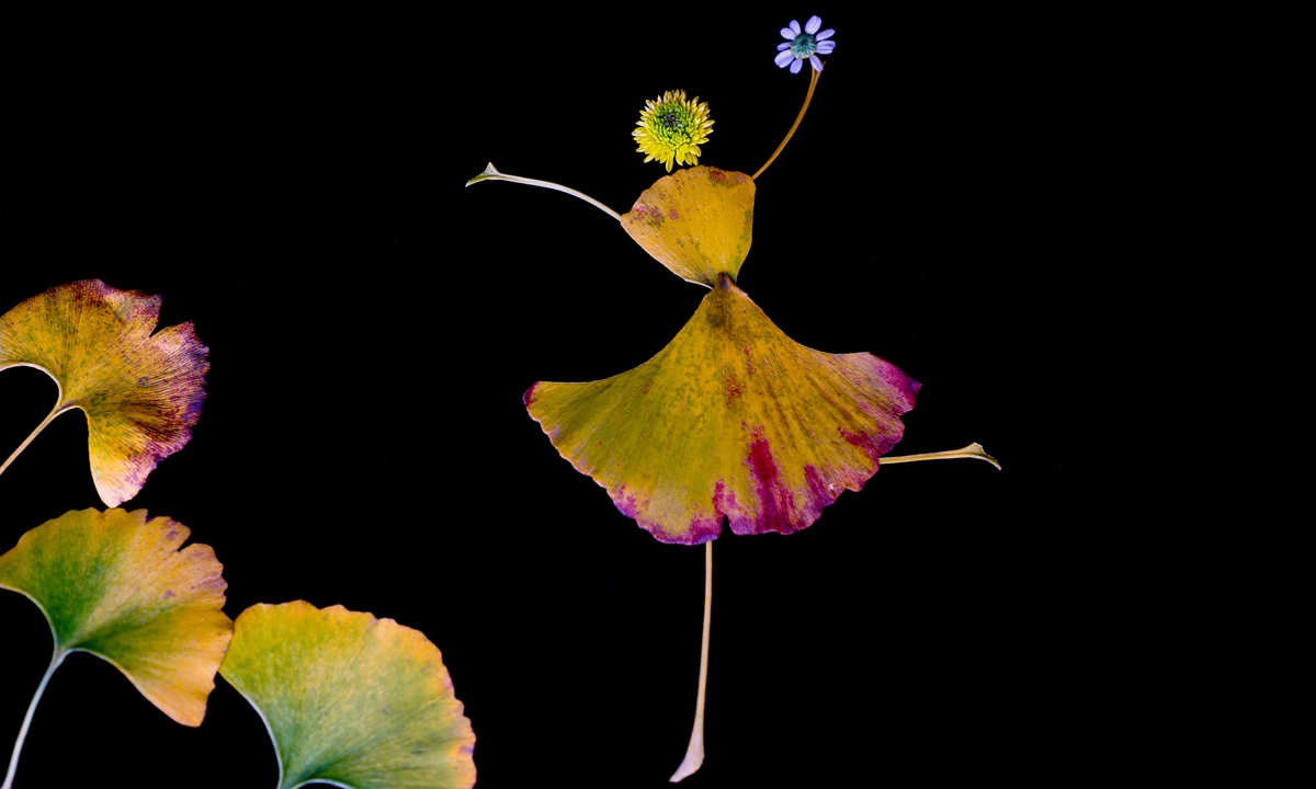 Joyful 'dancing lady' made of leaves - Global Times