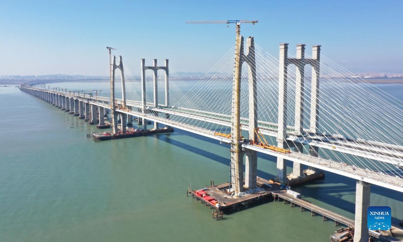 Quanzhou Bay cross-sea bridge under construction - Global Times
