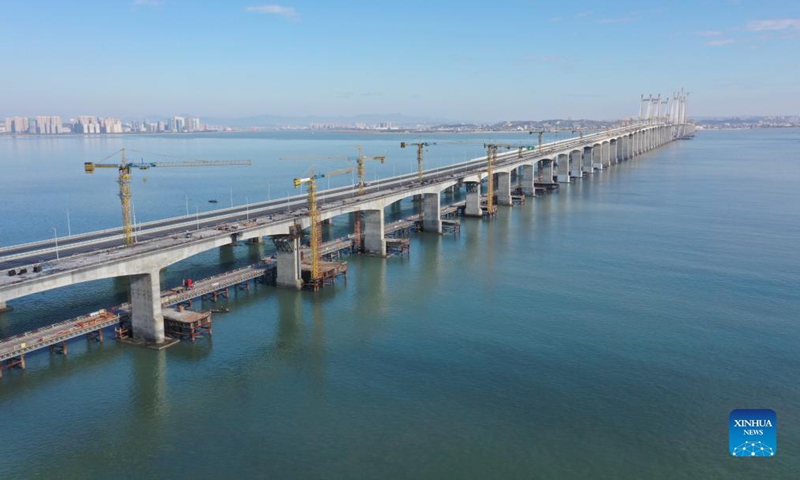 Quanzhou Bay cross-sea bridge under construction - Global Times