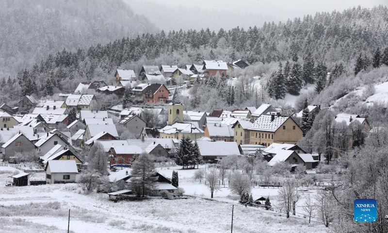 Snow scenery seen in Delnice, Croatia - Global Times