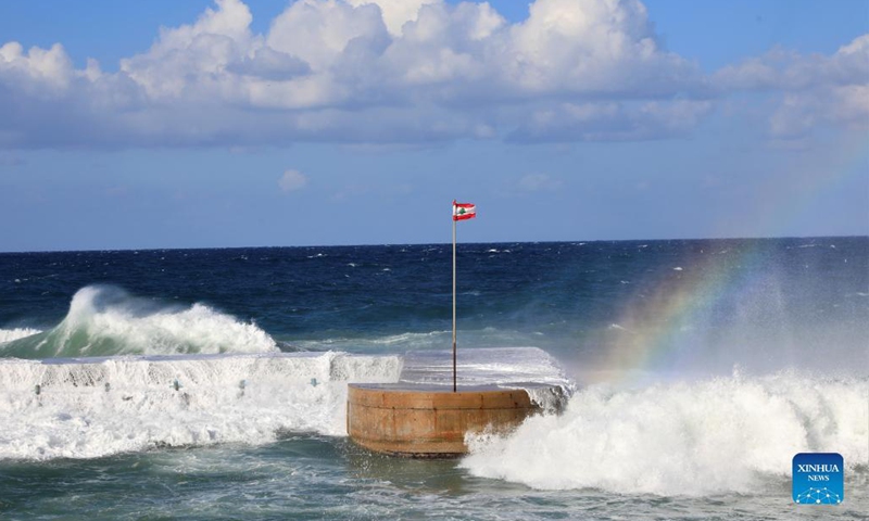 High-rising waves hit coast of Beirut, Lebanon - Global Times
