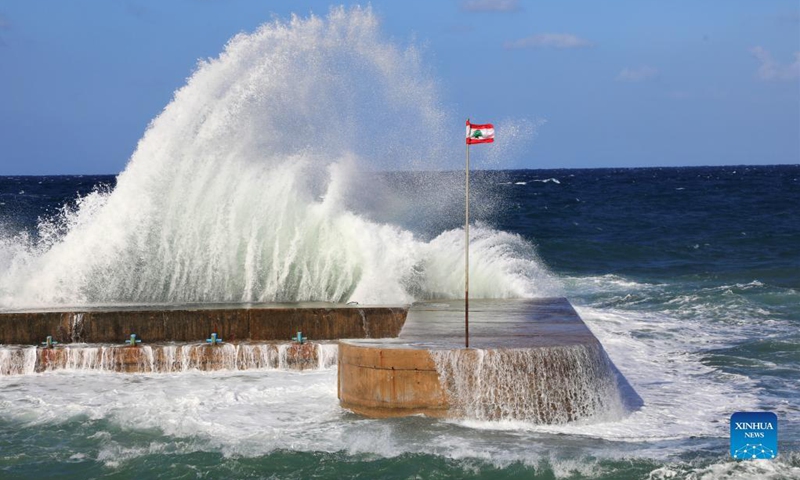 High-rising waves hit coast of Beirut, Lebanon - Global Times