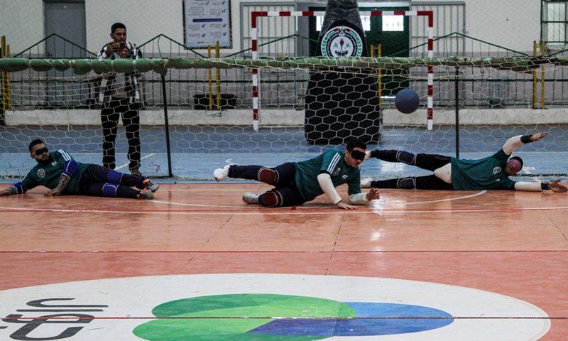 Blind Palestinians play goalball game - Global Times