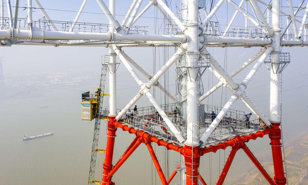 River-crossing transmission line - Global Times