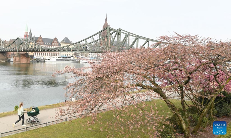 People enjoy spring time in Frankfurt, Germany - Global Times