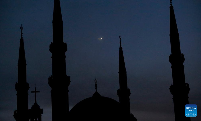 In pics: crescent moon in sky over Beirut, Lebanon - Global Times