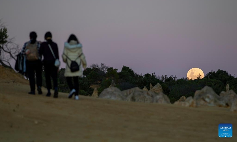 Supermoon seen at Pinnacles, West Australia - Global Times