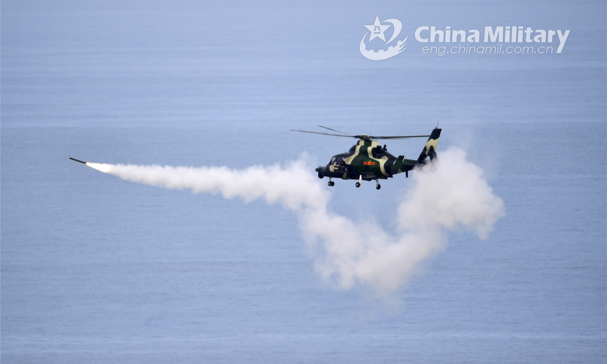 Attack helicopters fire at maritime targets in exercise - Global Times