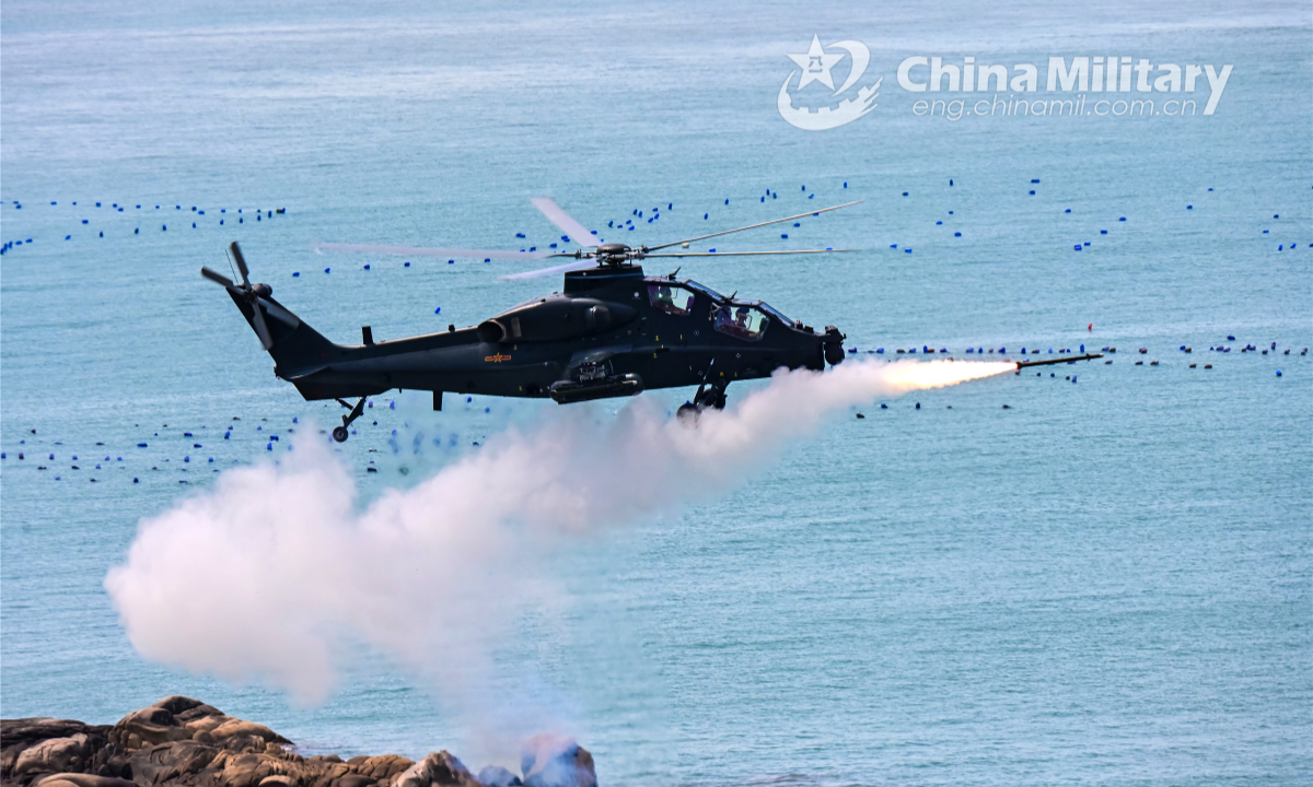 Attack helicopters fire at maritime targets in exercise - Global Times