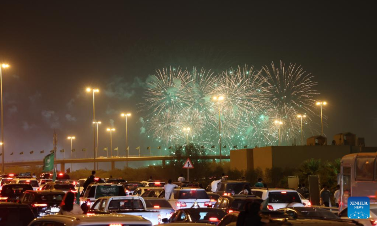 Fireworks explode to celebrate Saudi Arabia's National Day - Global Times
