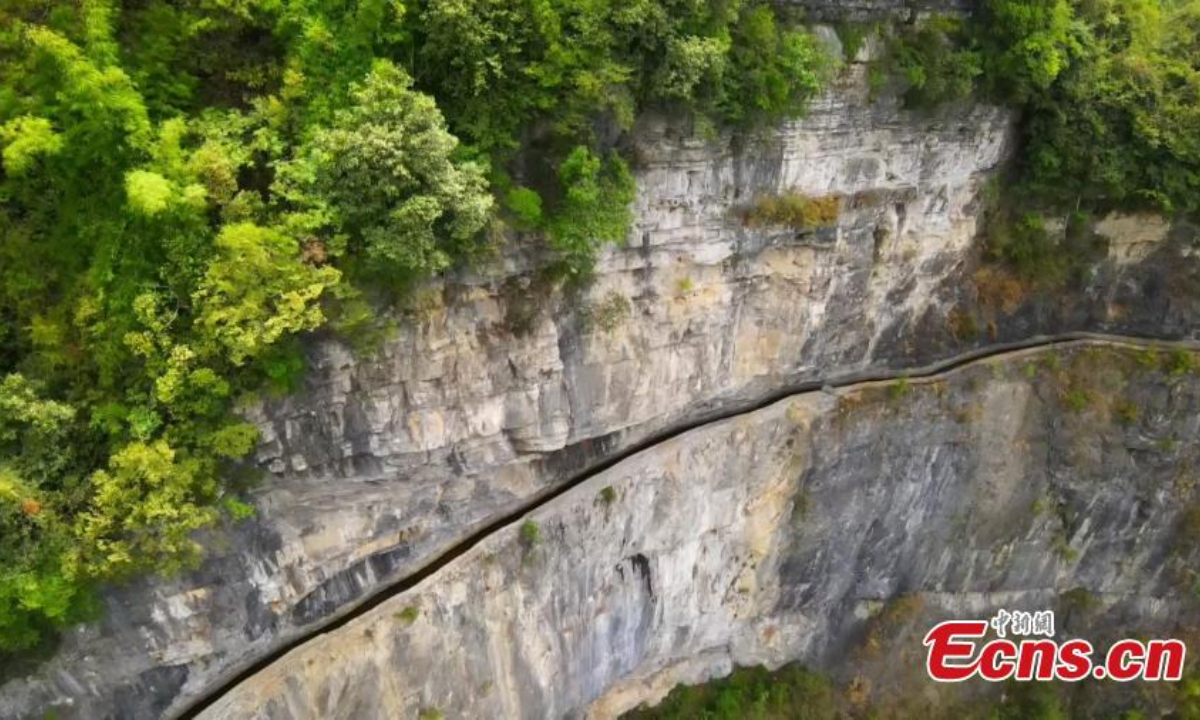 Canal constructed along cliff benefits locals for 40 years - Global Times