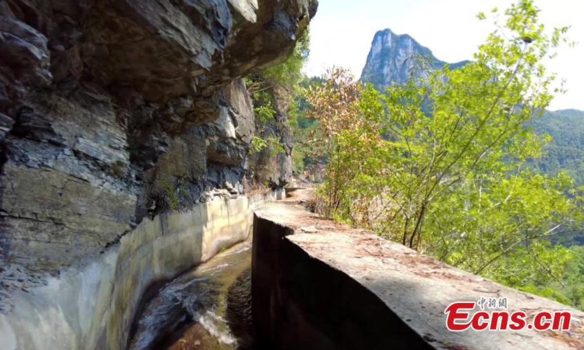 Canal constructed along cliff benefits locals for 40 years - Global Times