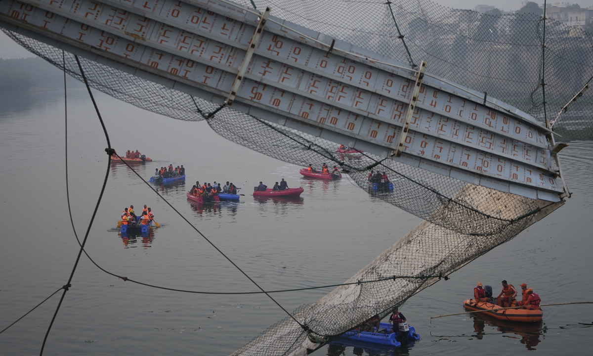 India's Gujarat observes mourning to condole deaths in bridge collapse - Global Times