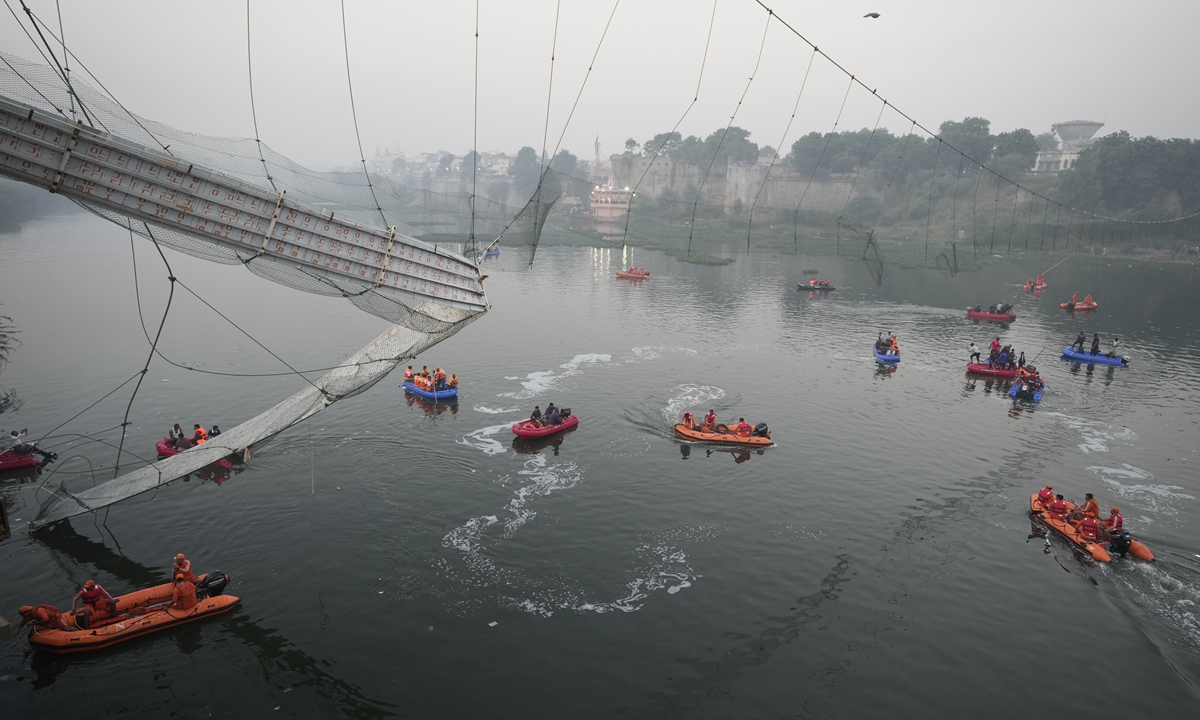 India's Gujarat observes mourning to condole deaths in bridge collapse - Global Times