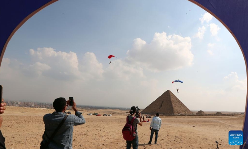 Skydiving festival "Jump Like a Pharaoh" held in Giza, Egypt - Global Times