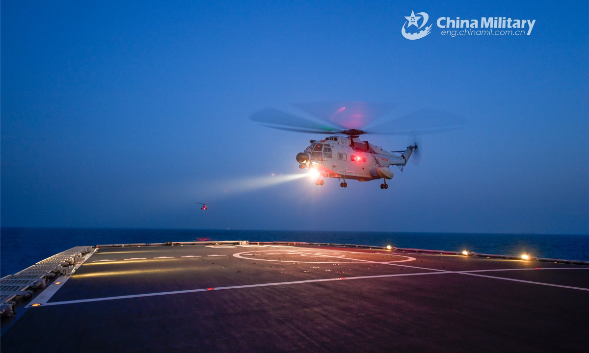 Chopper and supply ship engage in exercise - Global Times