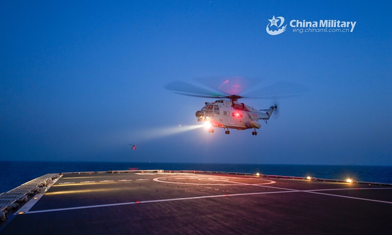 Chopper and supply ship engage in exercise - Global Times