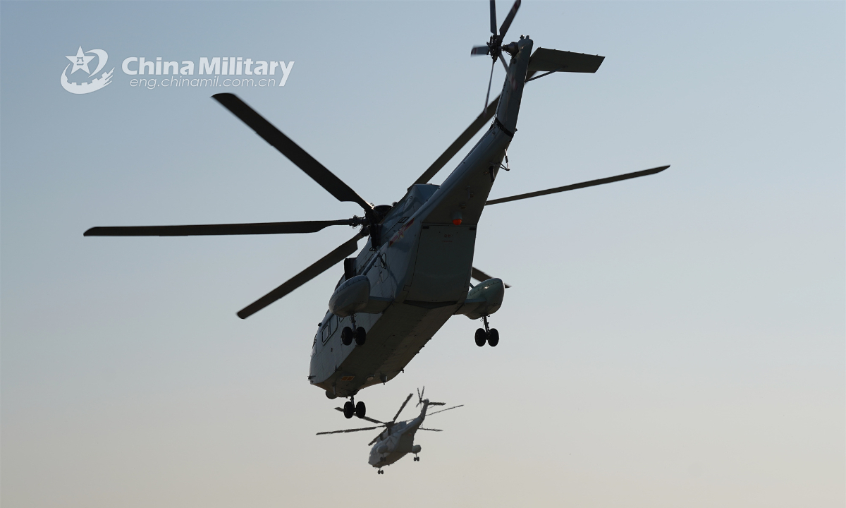 Helicopters participate in round-the-clock flight training - Global Times