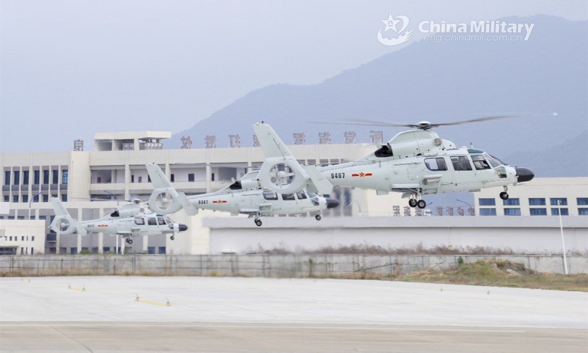 Helicopters lift off for round-clock flight training - Global Times