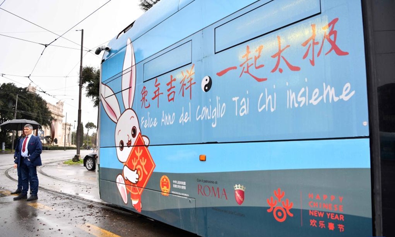 Tram featuring Year of Rabbit unveiled in Rome - Global Times