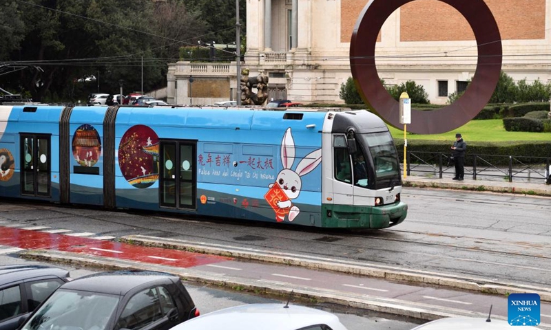 Tram featuring Year of Rabbit unveiled in Rome - Global Times