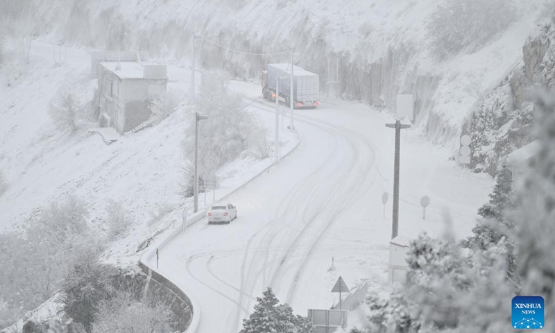Part of Adriatic highway closed due to snowfall in Croatia - Global Times