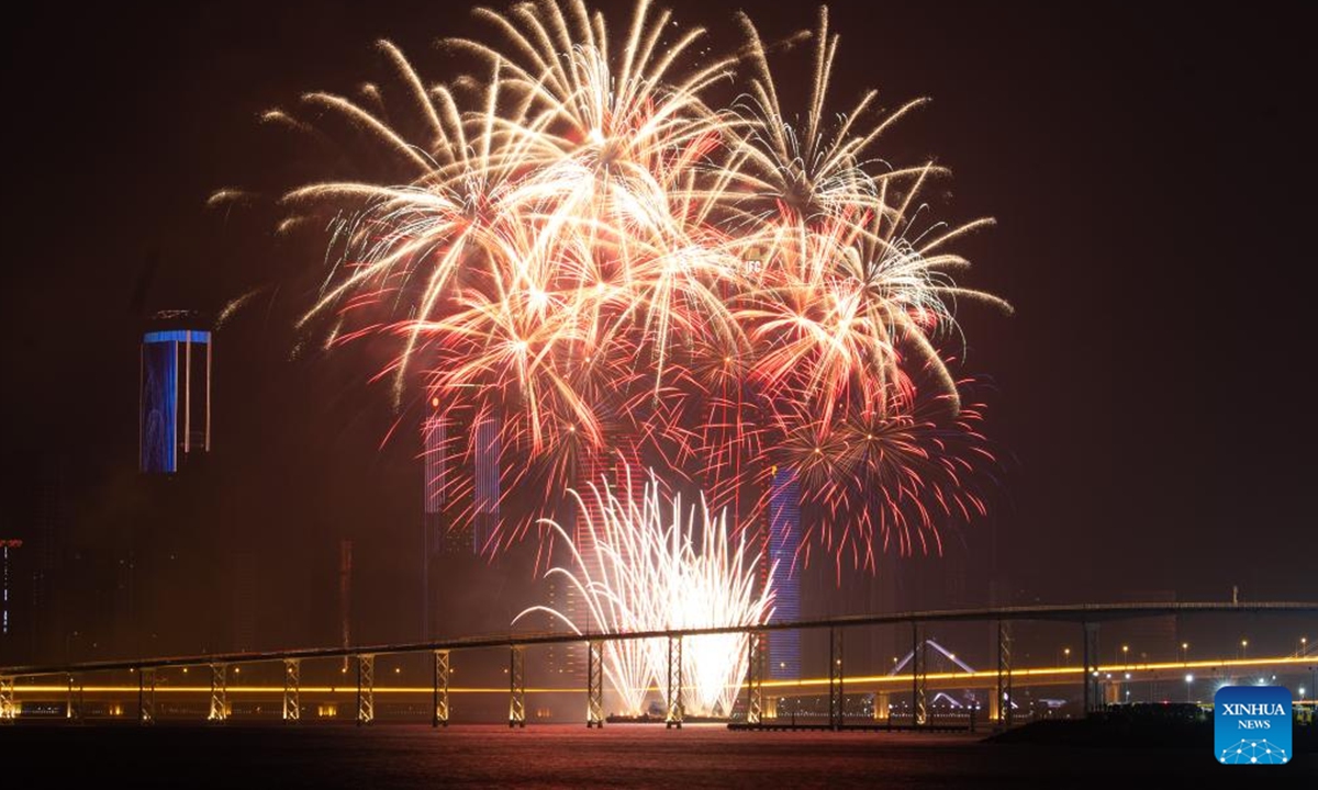 Fireworks show staged in Macao to celebrate Spring Festival - Global Times